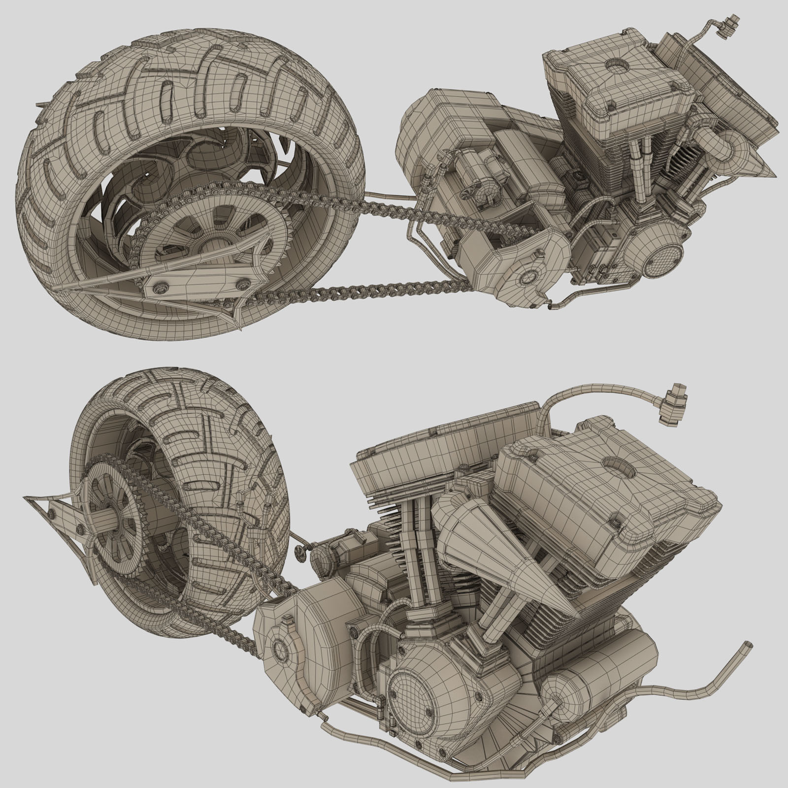 chopper bike 3d model