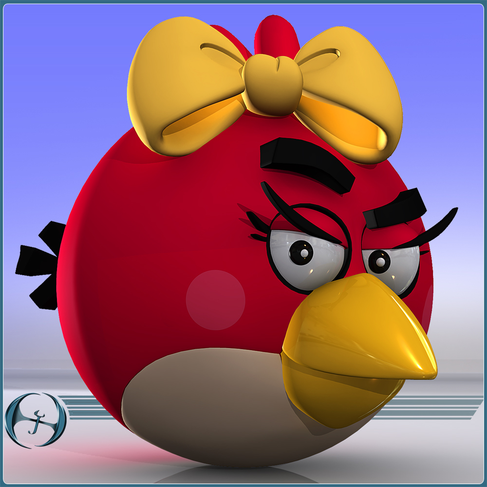 female angry birds pig obj
