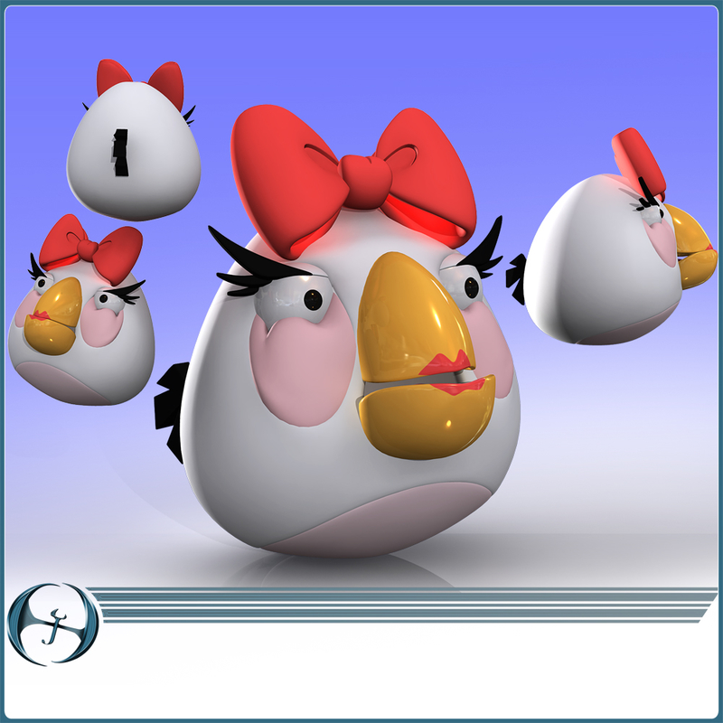female angry birds pig obj