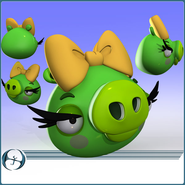 female angry birds pig obj