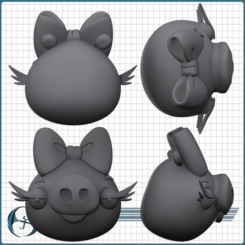 female angry birds pig obj
