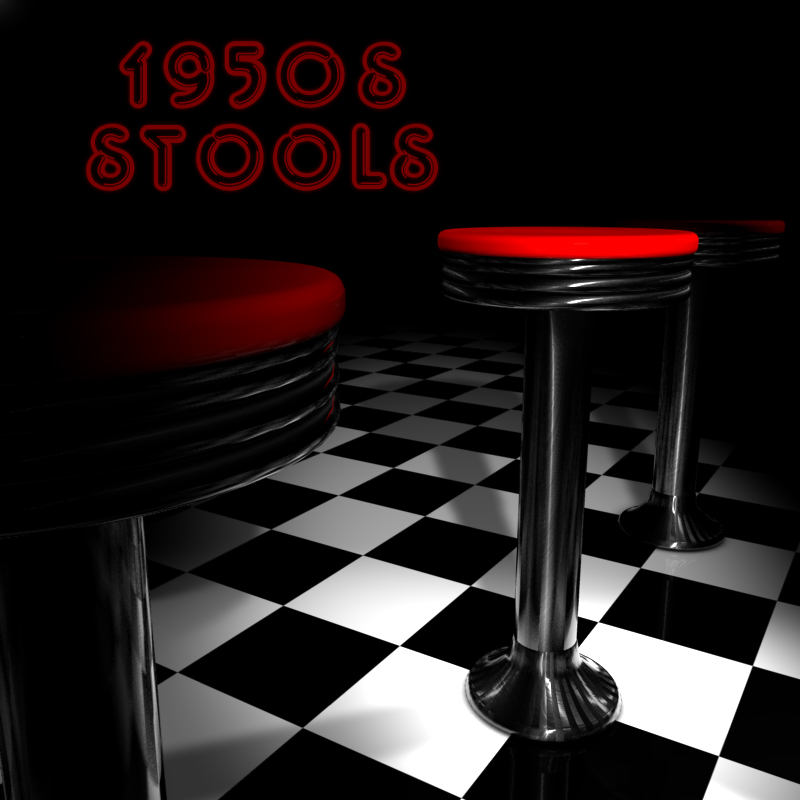 cinema4d 1950s diner stool