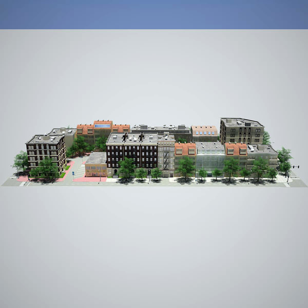 realistic hd city block 3d model