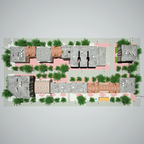 realistic hd city block 3d model