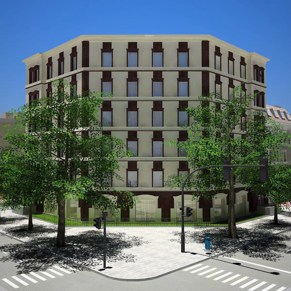 realistic hd city block 3d model