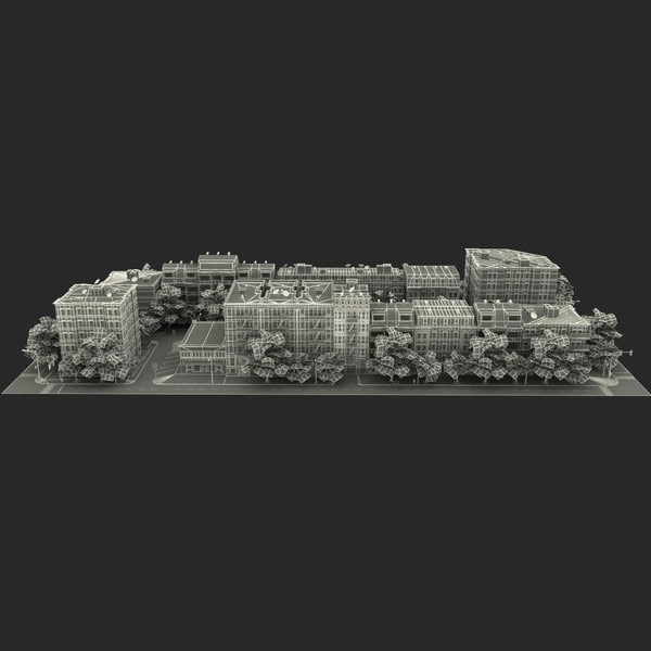 realistic hd city block 3d model