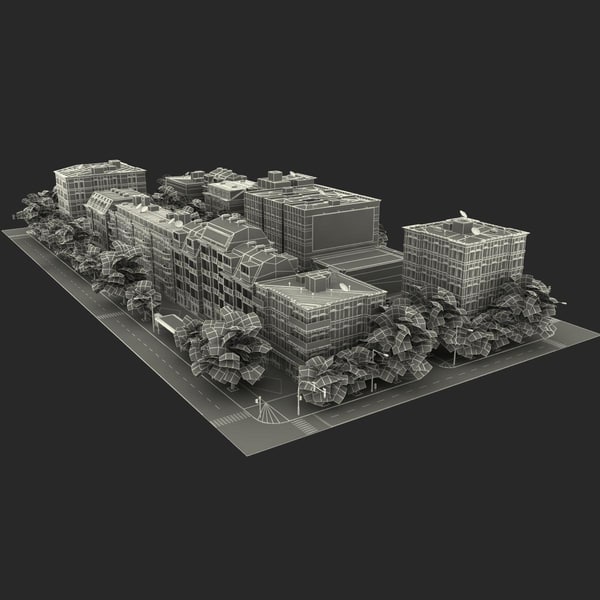 realistic hd city block 3d model