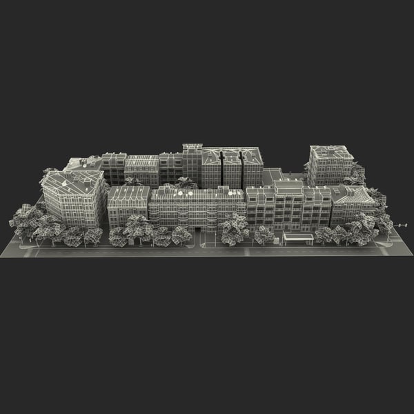 realistic hd city block 3d model