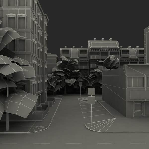 realistic hd city block 3d model