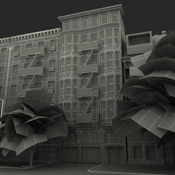 realistic hd city block 3d model