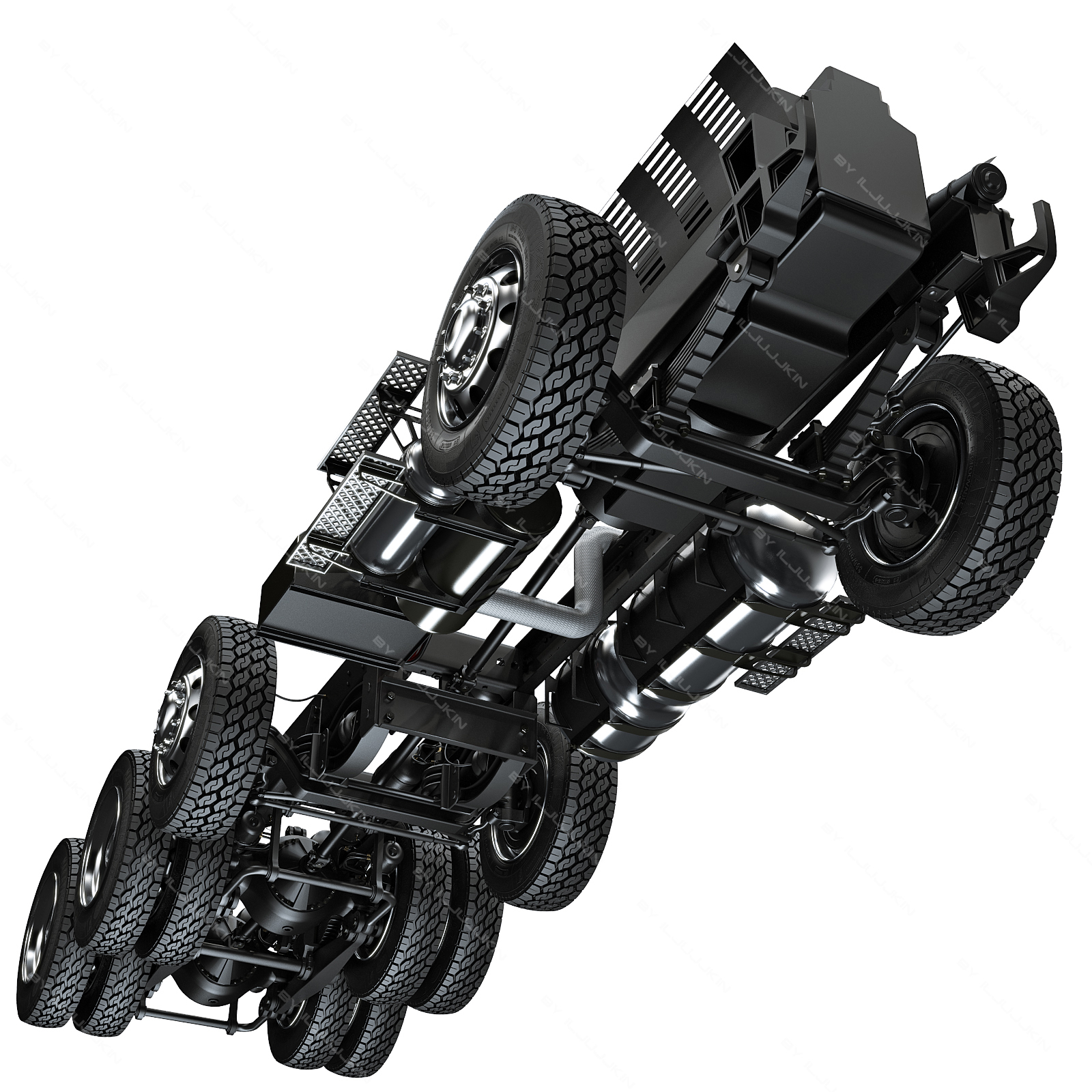 3d truck chassis completely model