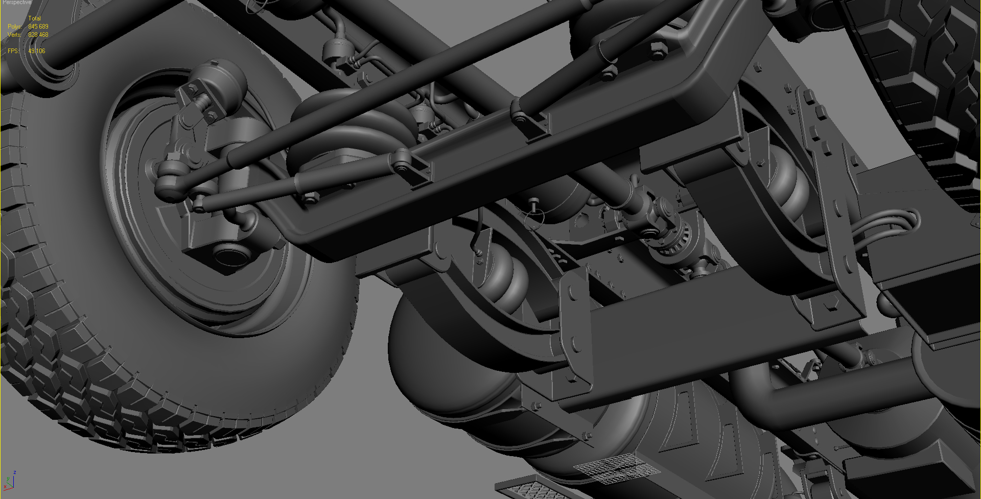 3d truck chassis completely model