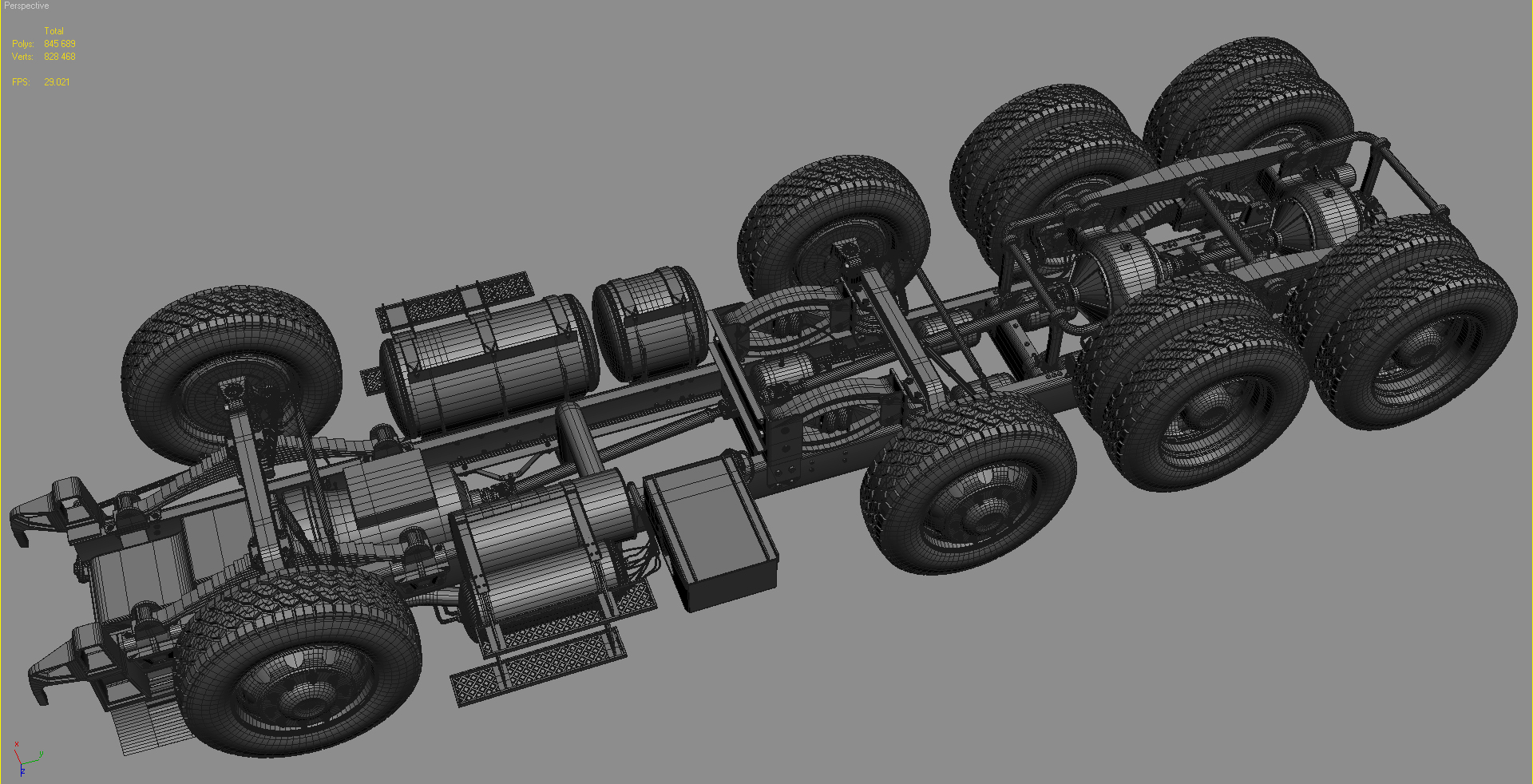 3d truck chassis completely model