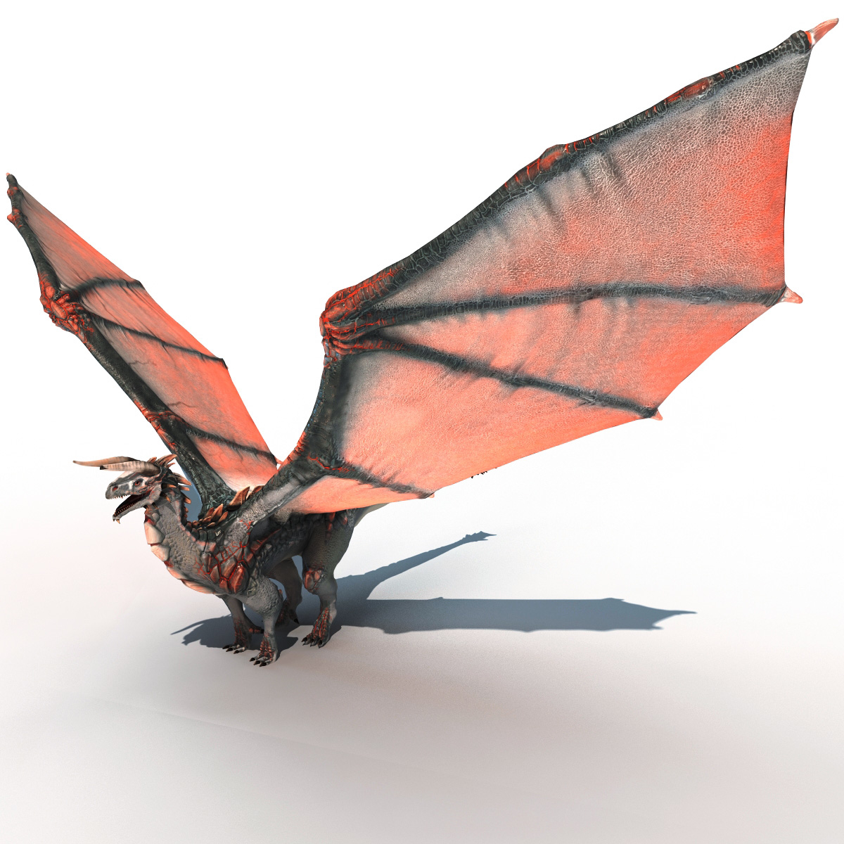 3d model realistic volcano dragon rigged