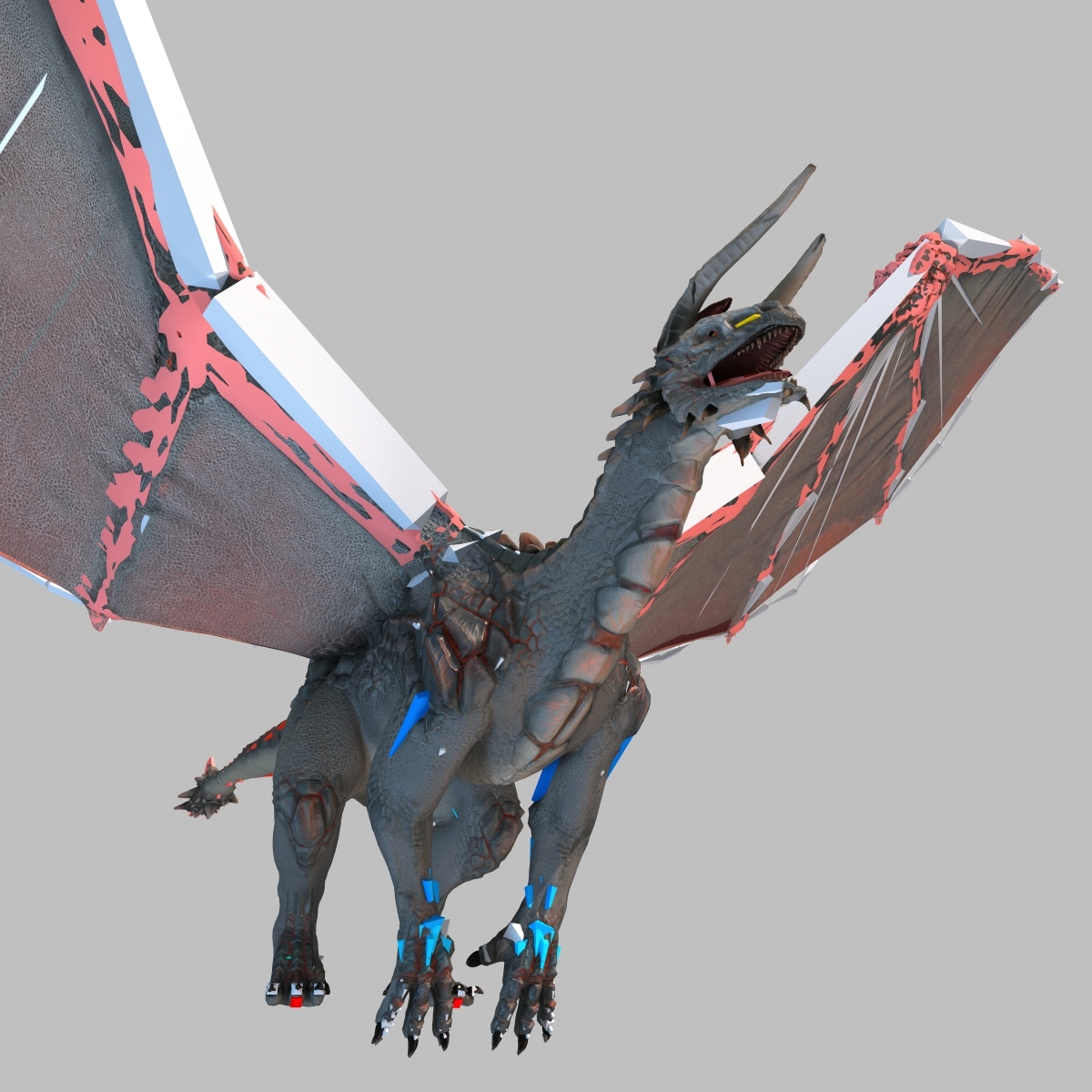 3d model realistic volcano dragon rigged