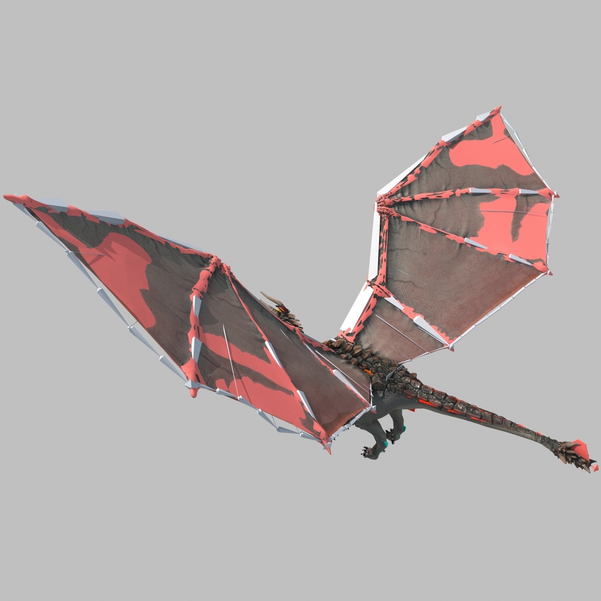 3d model realistic volcano dragon rigged