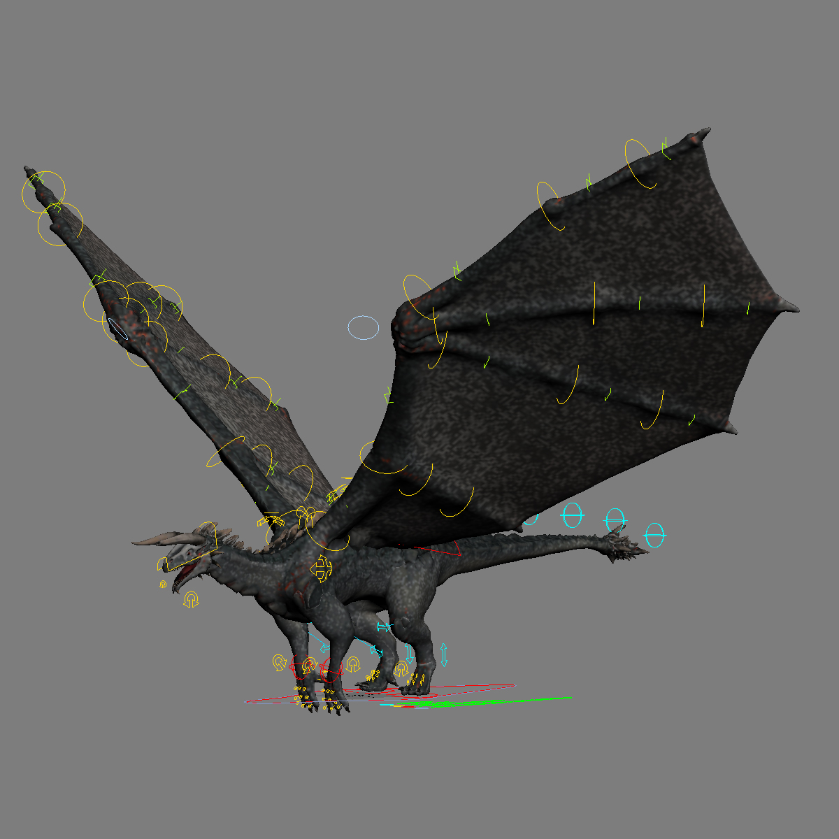 3d model realistic volcano dragon rigged