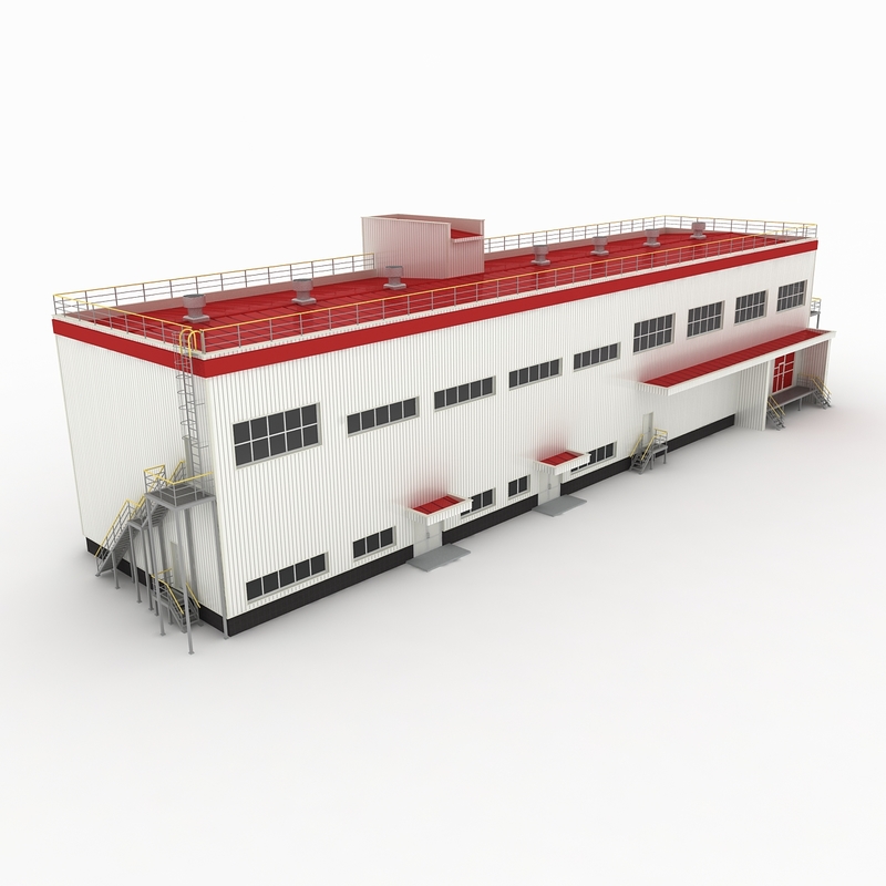medium industrial building 22 3d model