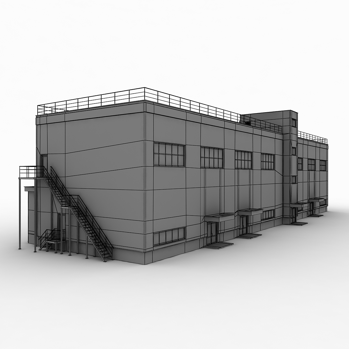 medium industrial building 22 3d model