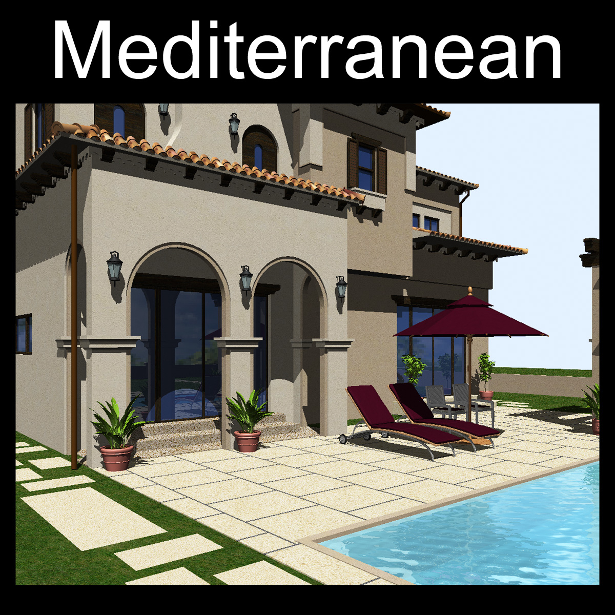 3d house mediterranean model