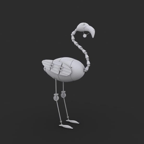 3d model robot bird character