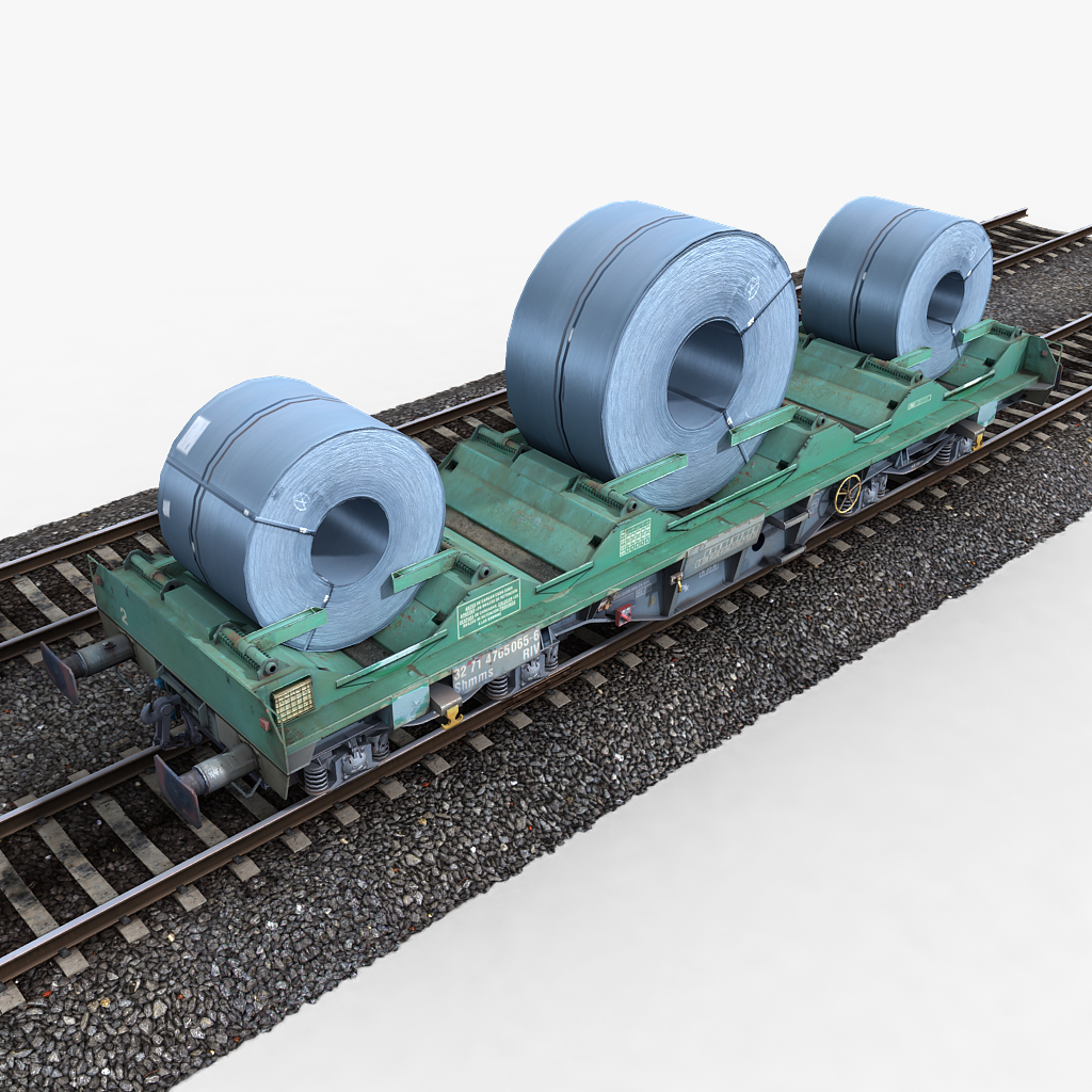 steel coil wagon 1 3d model