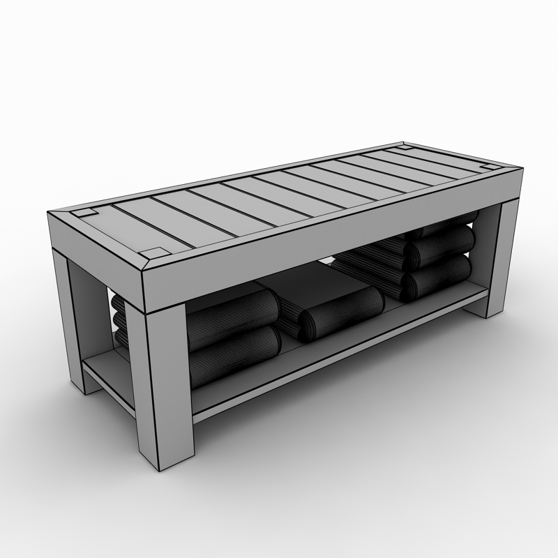 wood bench 3d max