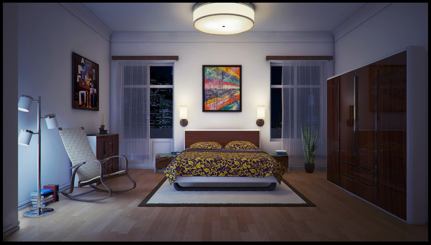 3d bedroom lighting model
