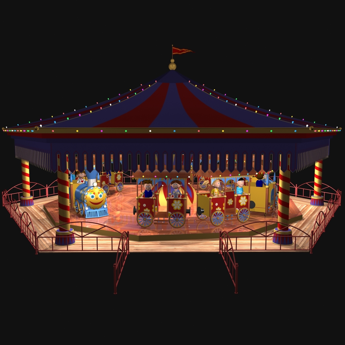 carousel trains 3d model