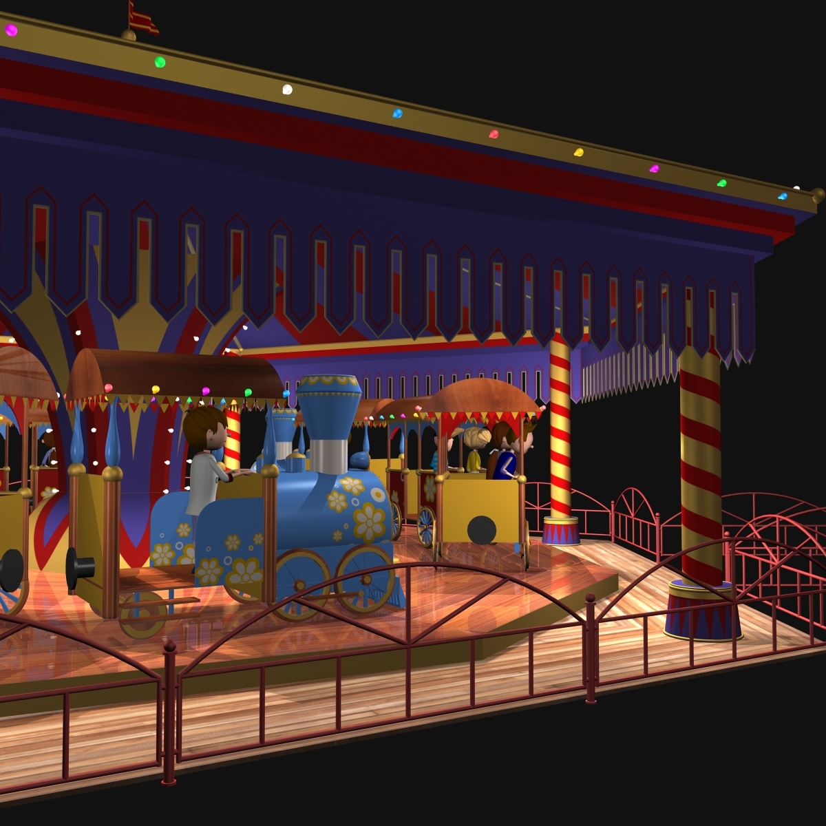 carousel trains 3d model