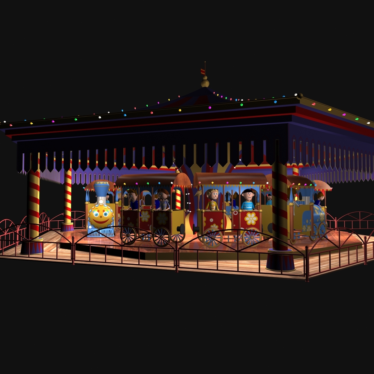carousel trains 3d model