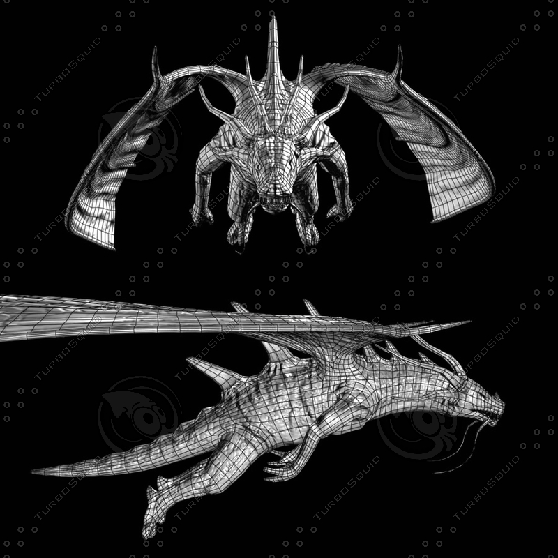 red dragon animation flying 3d model