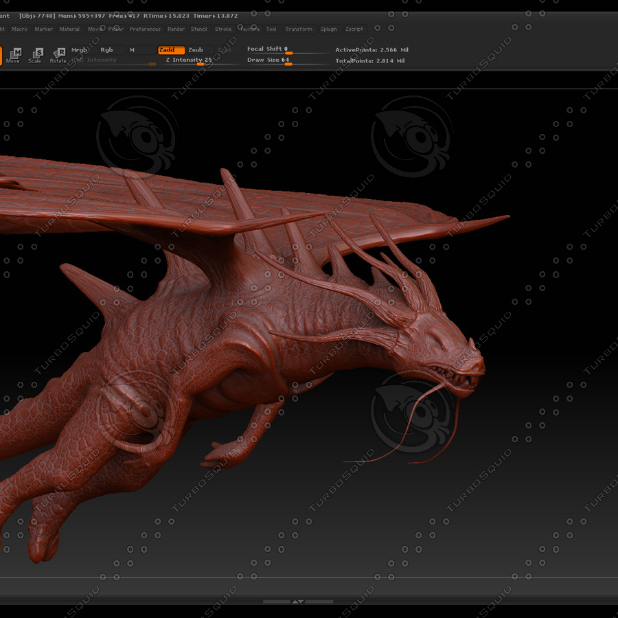 red dragon animation flying 3d model