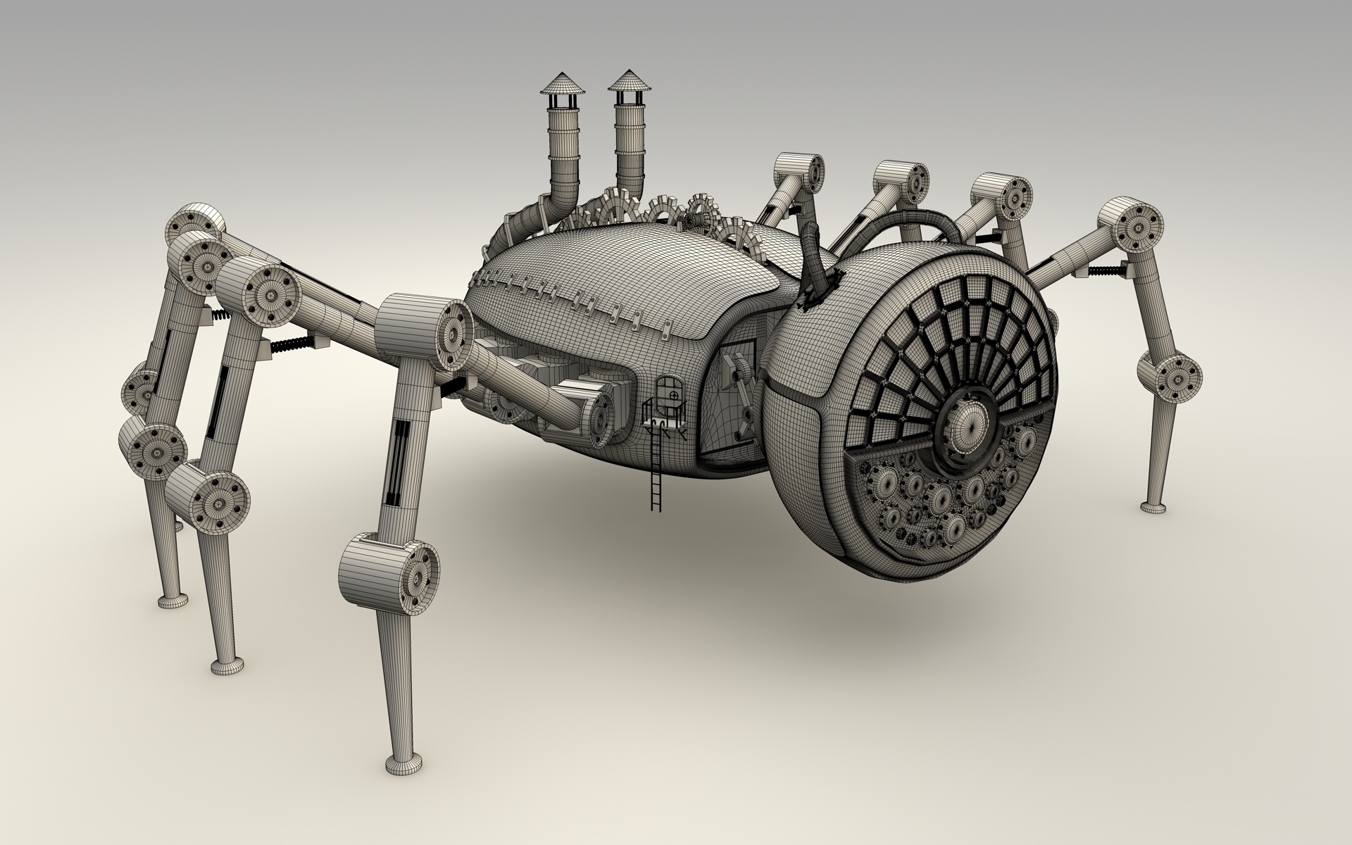 3dsmax steampunk spider robot