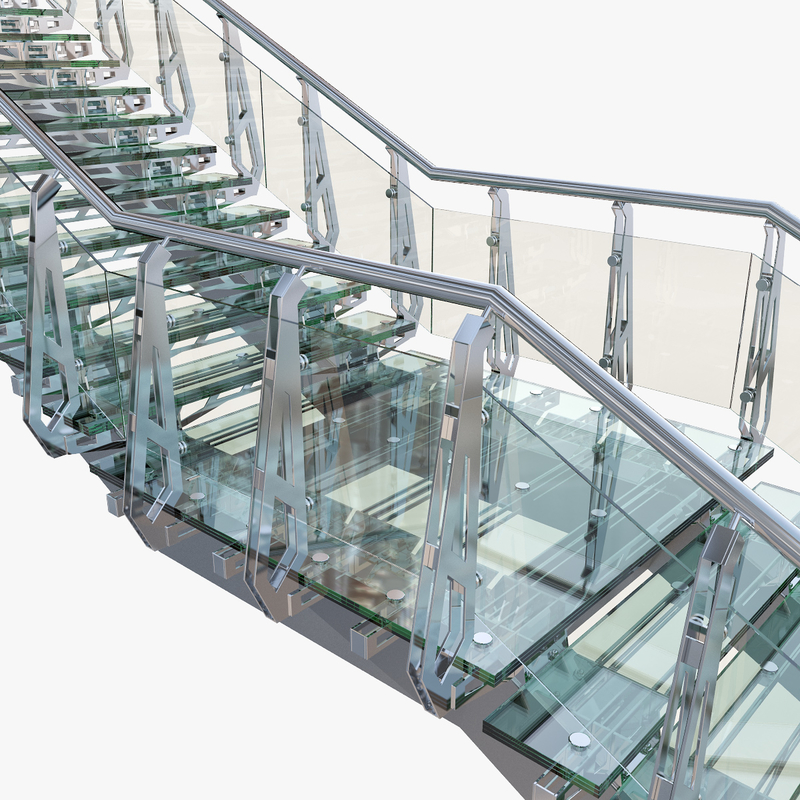 steel staircase 3d max