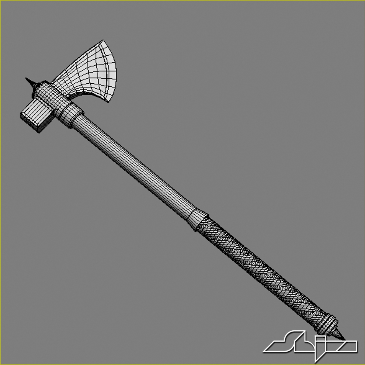 3d model medieval axe 2