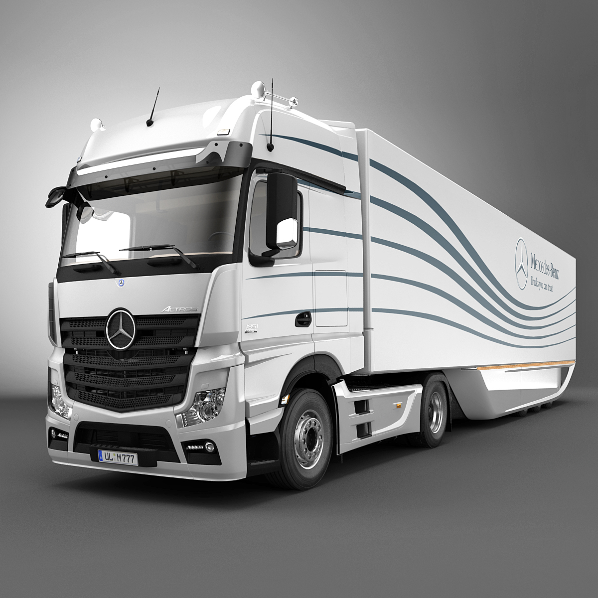 3d mercedes actros aero trailer