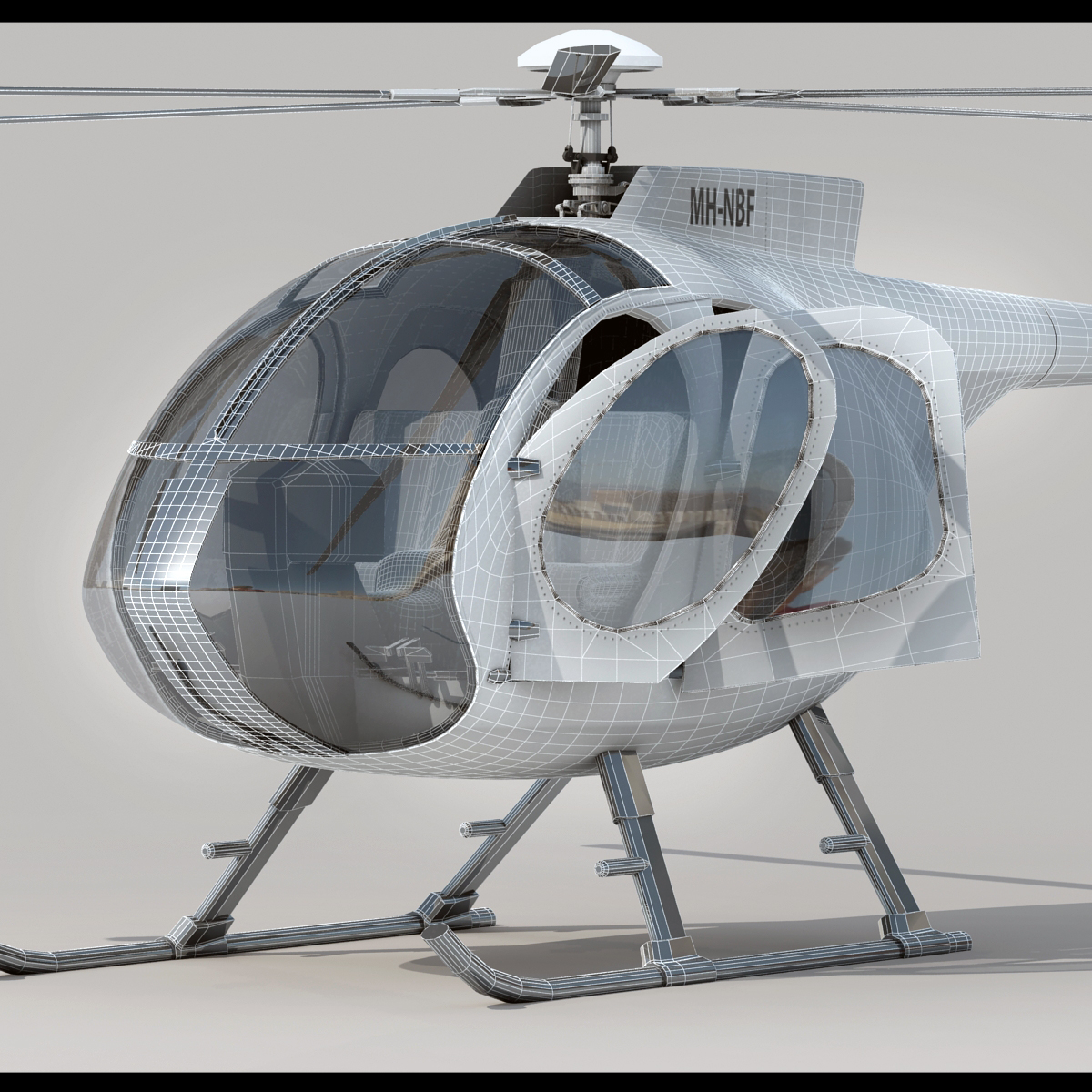 3d md 530 helicopter interior