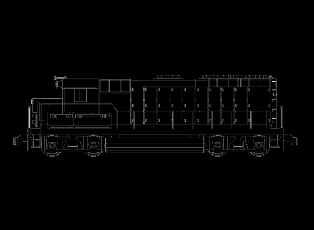3d dxf freight train engine