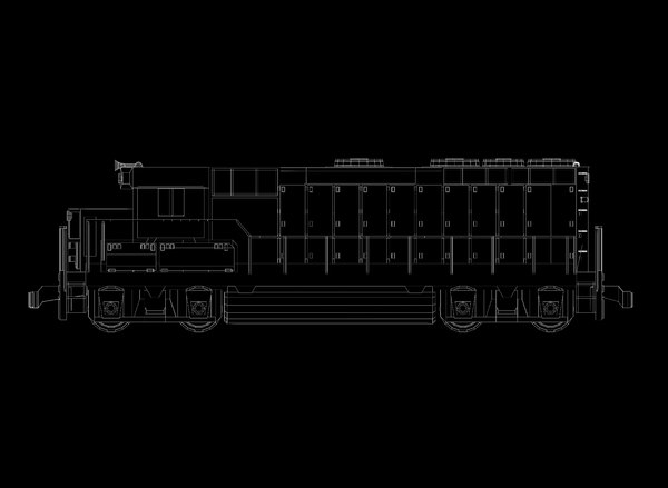 3d dxf freight train engine