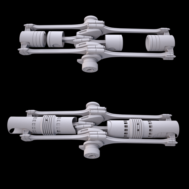 3d model engine diesel opoc