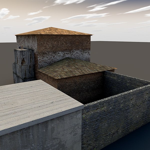 3d weathered building