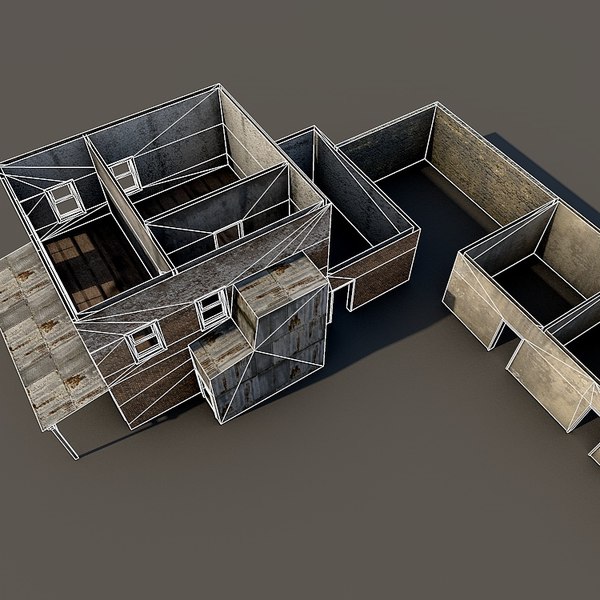 3d weathered building