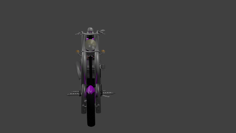 3d purple chopper motorcycle model
