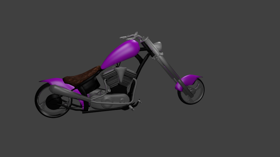 3d purple chopper motorcycle model