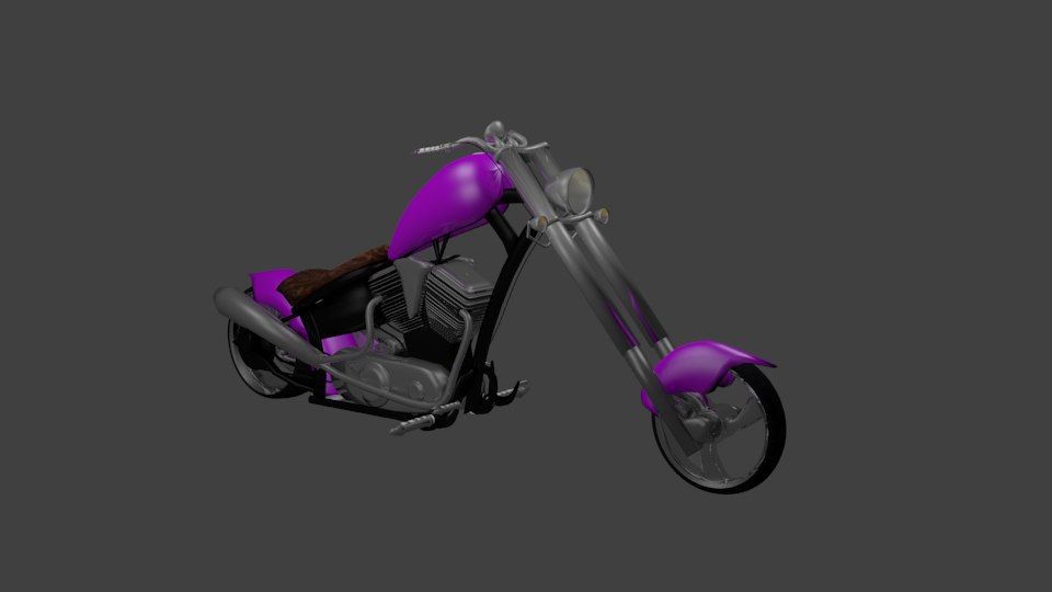 3d purple chopper motorcycle model