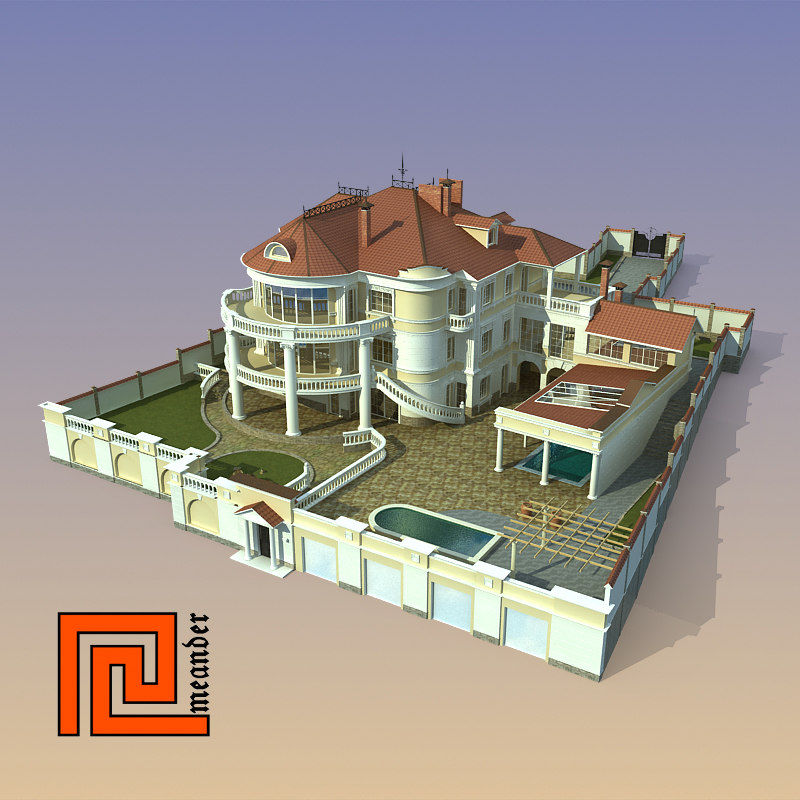 3ds max house classical modeled