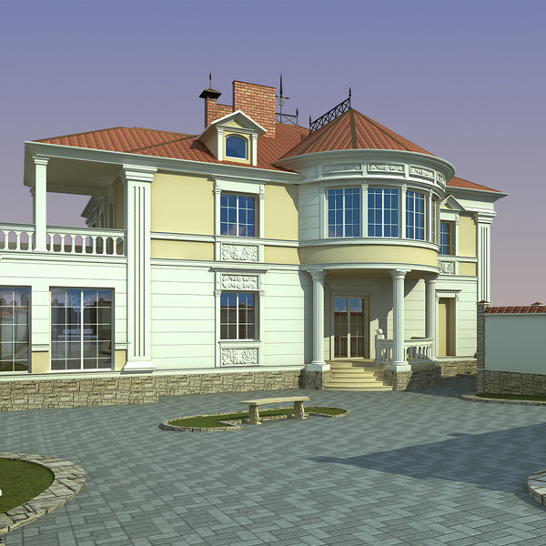 3ds max house classical modeled