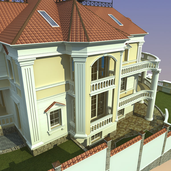 3ds max house classical modeled