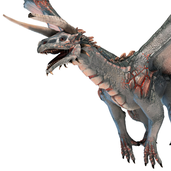 realistic volcano dragon pose 3d model